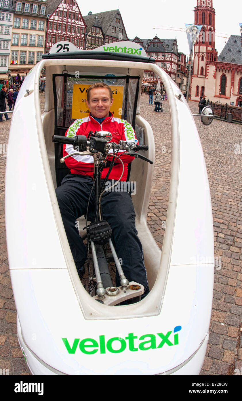 Really modern cool Velotaxi cabs with driver in Frankfurt Germany Old ...