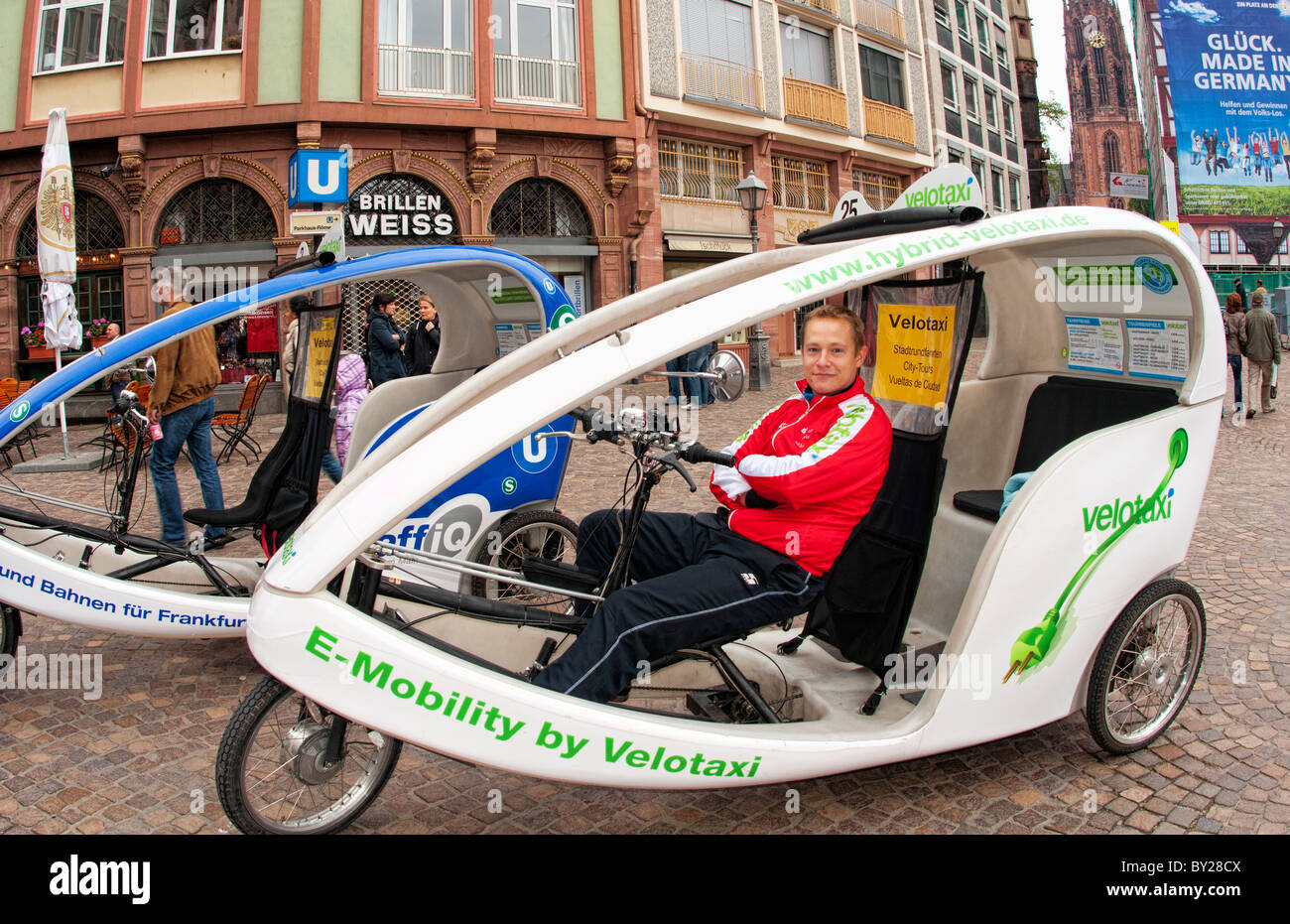 Really modern cool Velotaxi cabs with driver in Frankfurt Germany Old ...