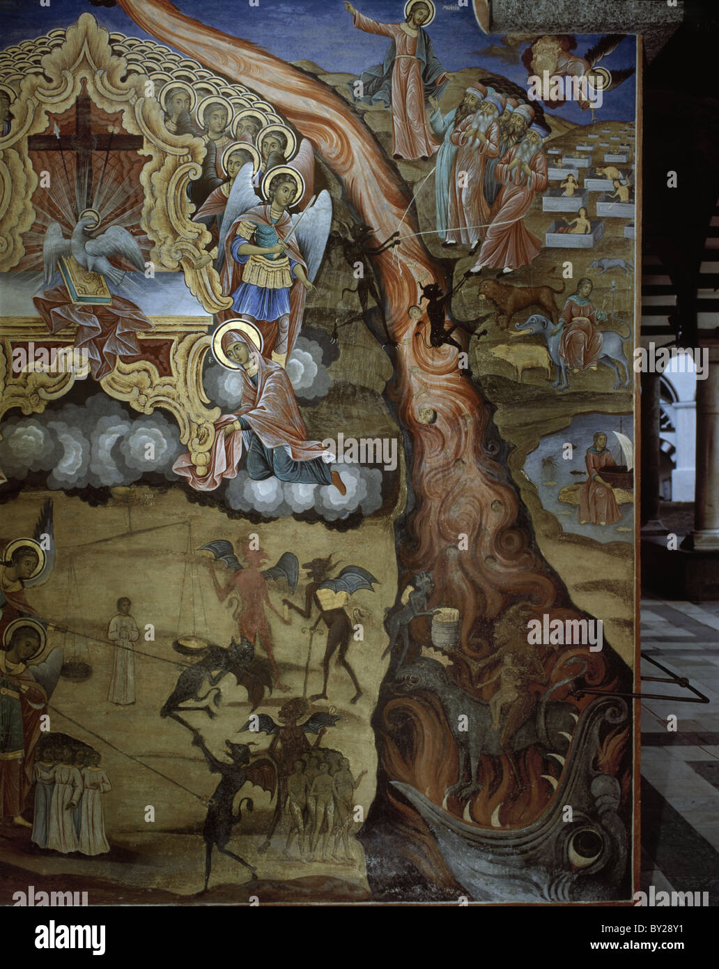 Fresco in exonarthex of the main church, Rilski monastery, The largest ...