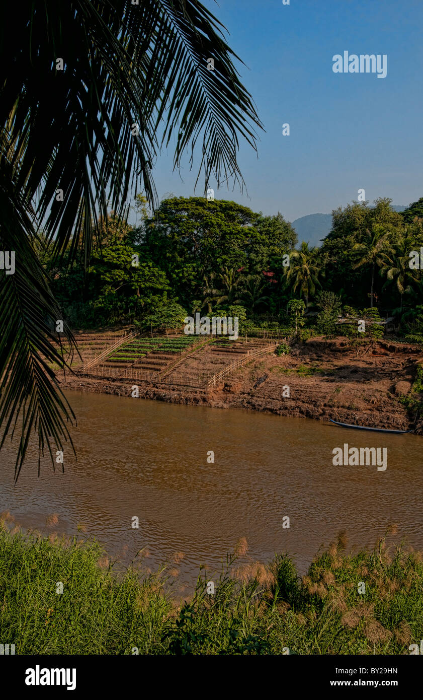 Beautiful river scene on Mekong River in Luang Phabang Laos Lao in Asia ...
