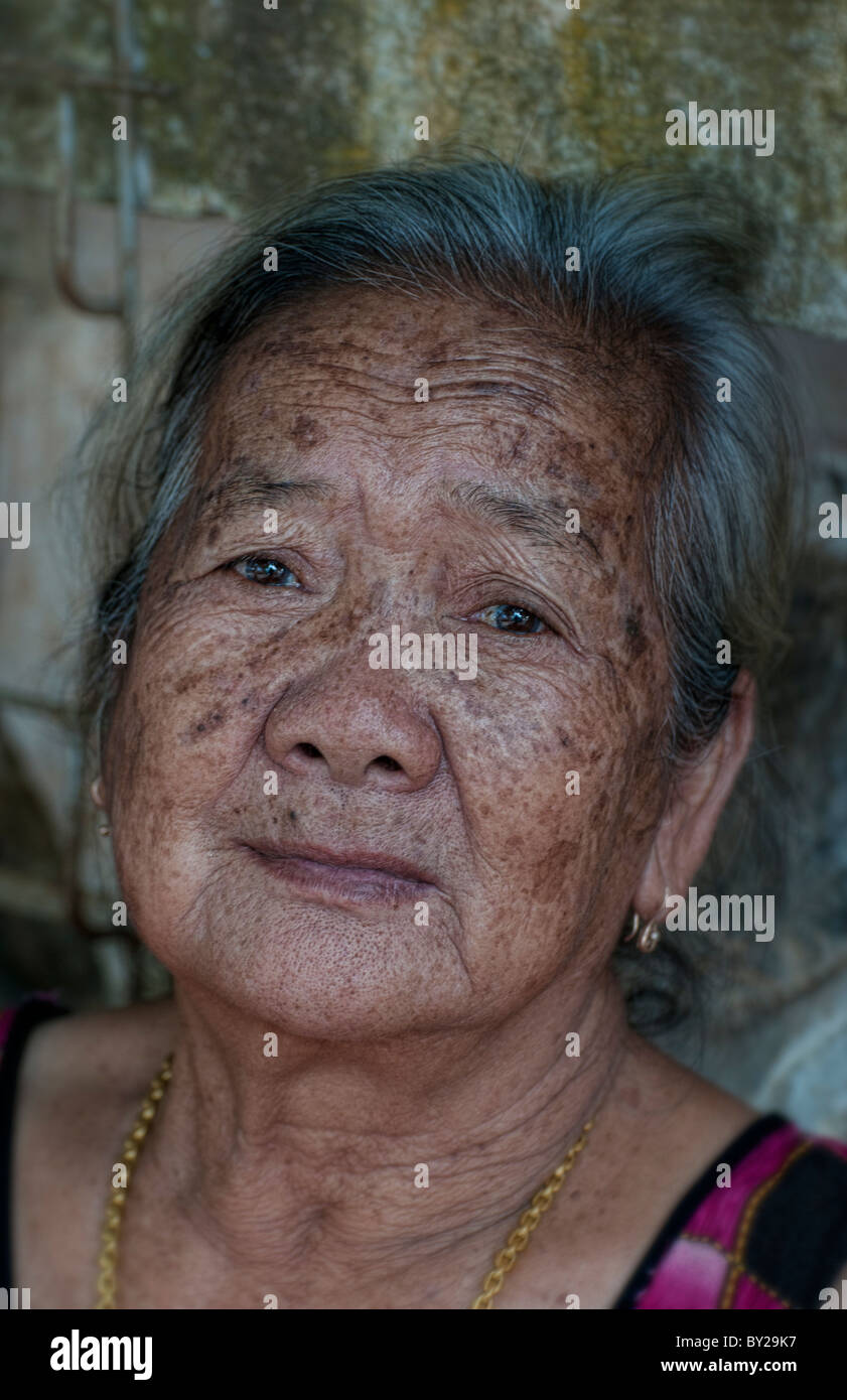 Luang Phabang Laos Lao portrait of old woman face aged Asia Stock Photo ...