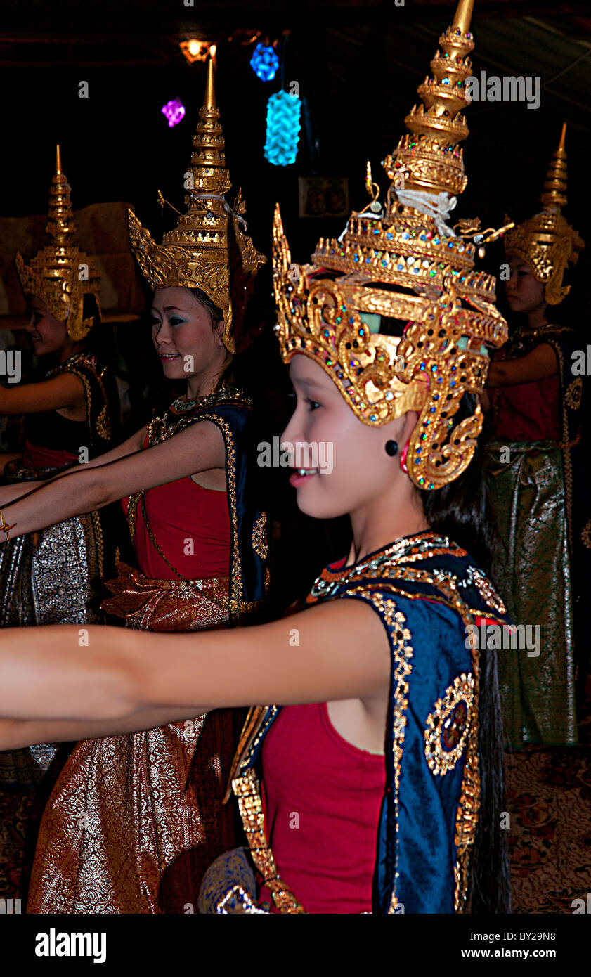 Luang Phabang Laos Lao traditional dancers dancing in show in Asia ...