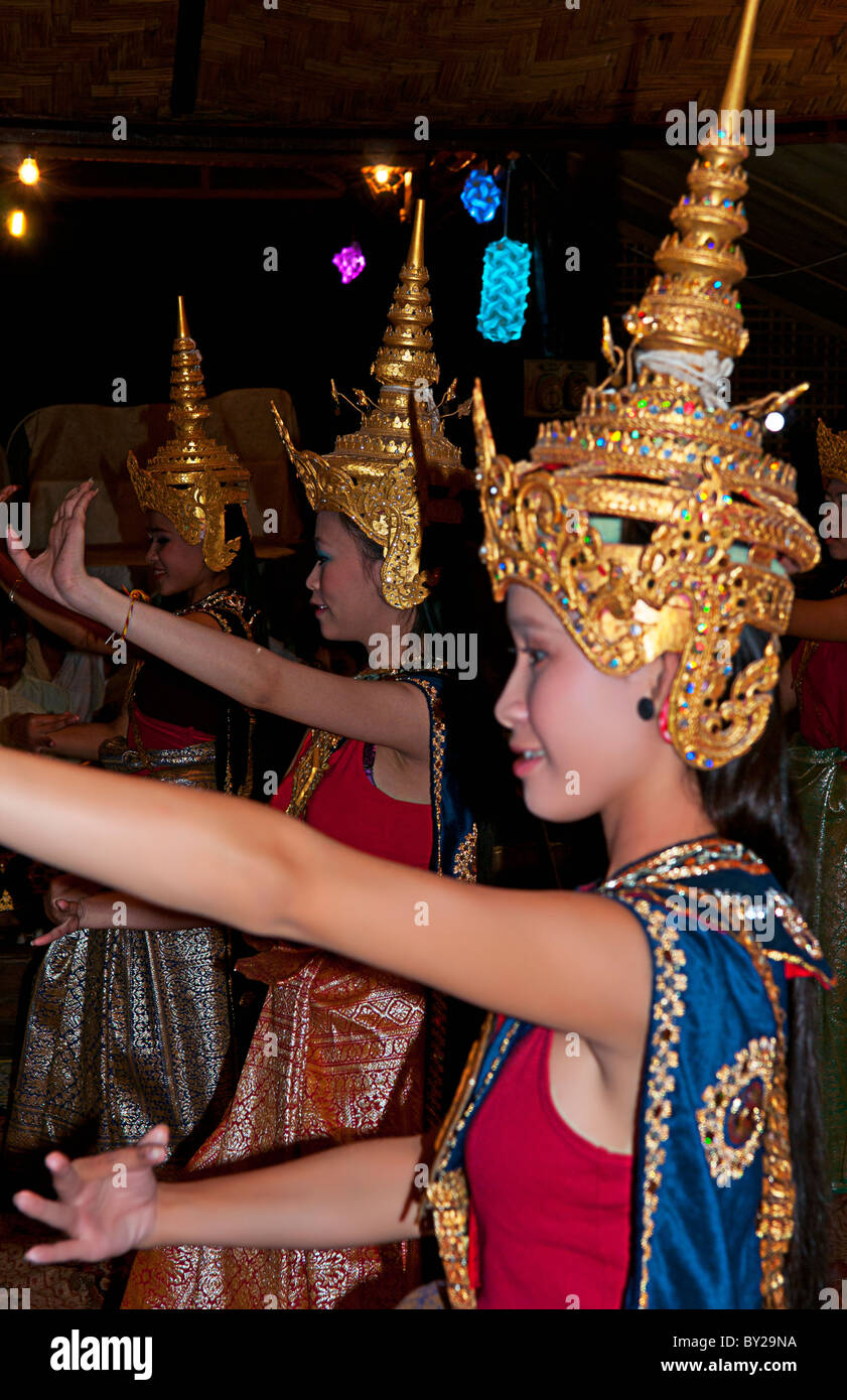 Luang Phabang Laos Lao traditional dancers dancing in show in Asia ...