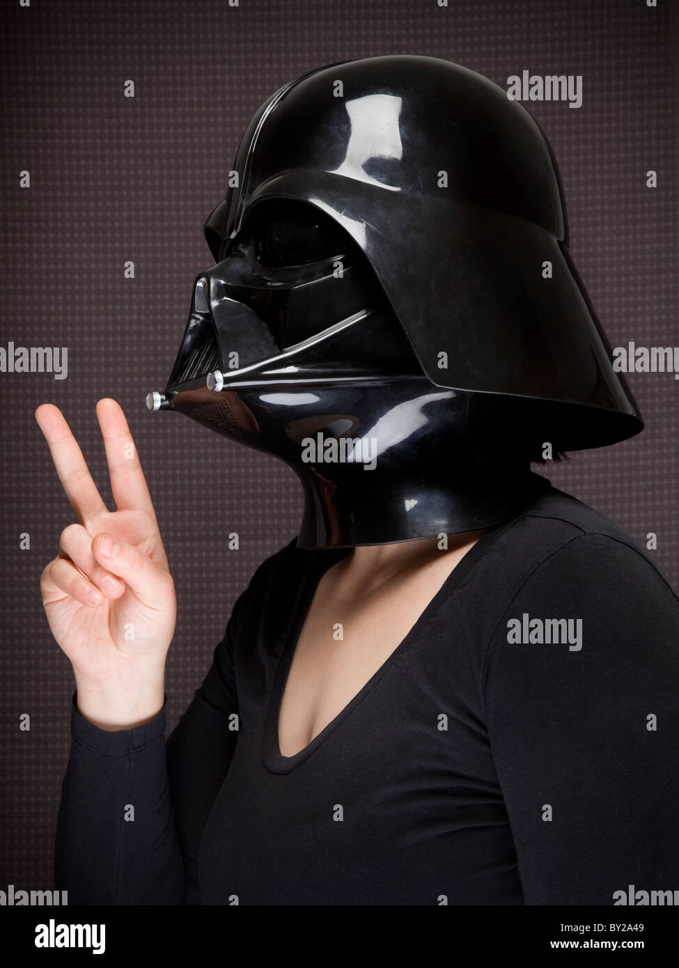 A model poses in a Dath Vader Mask Stock Photo - Alamy