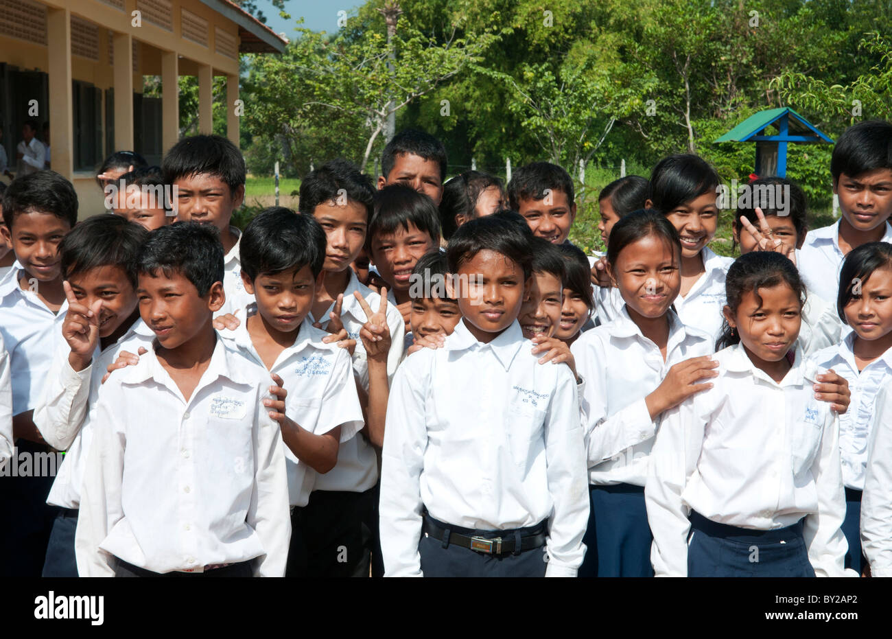 School children in elementary school grades 3 thru 8 near Siem Reap In ...