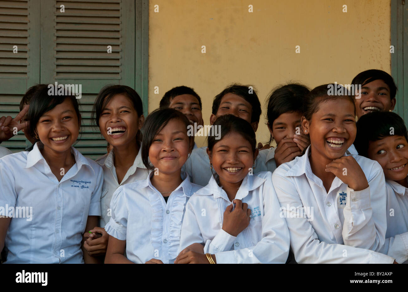 School children in elementary school grades 3 thru 8 near Siem Reap In ...