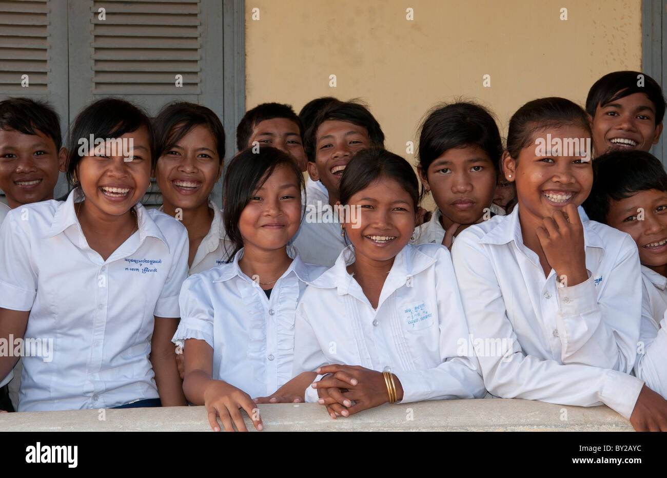 School children in elementary school grades 3 thru 8 near Siem Reap In ...