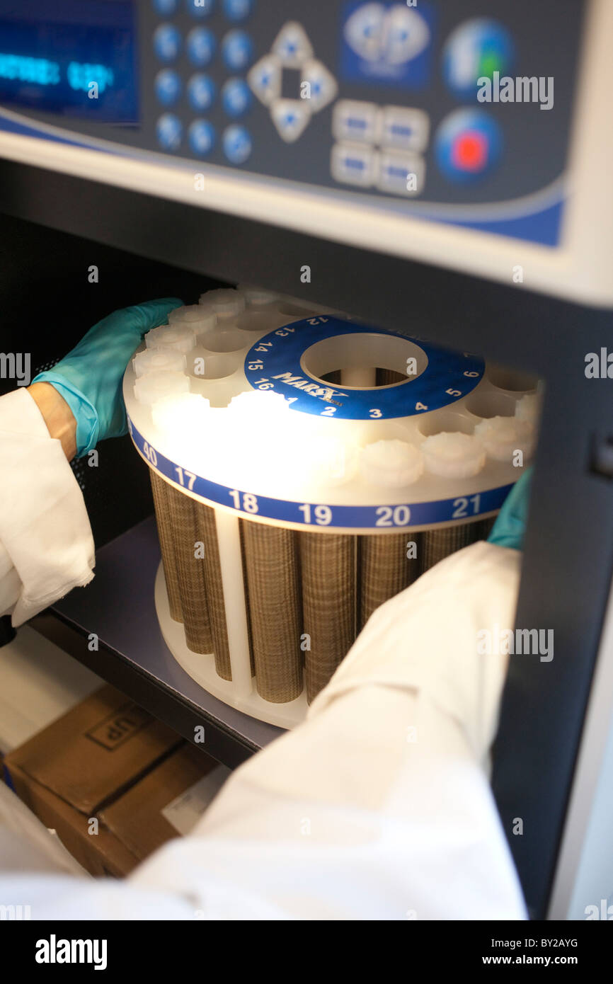 water samples from industrial waste water being sampled in a laboratory ...