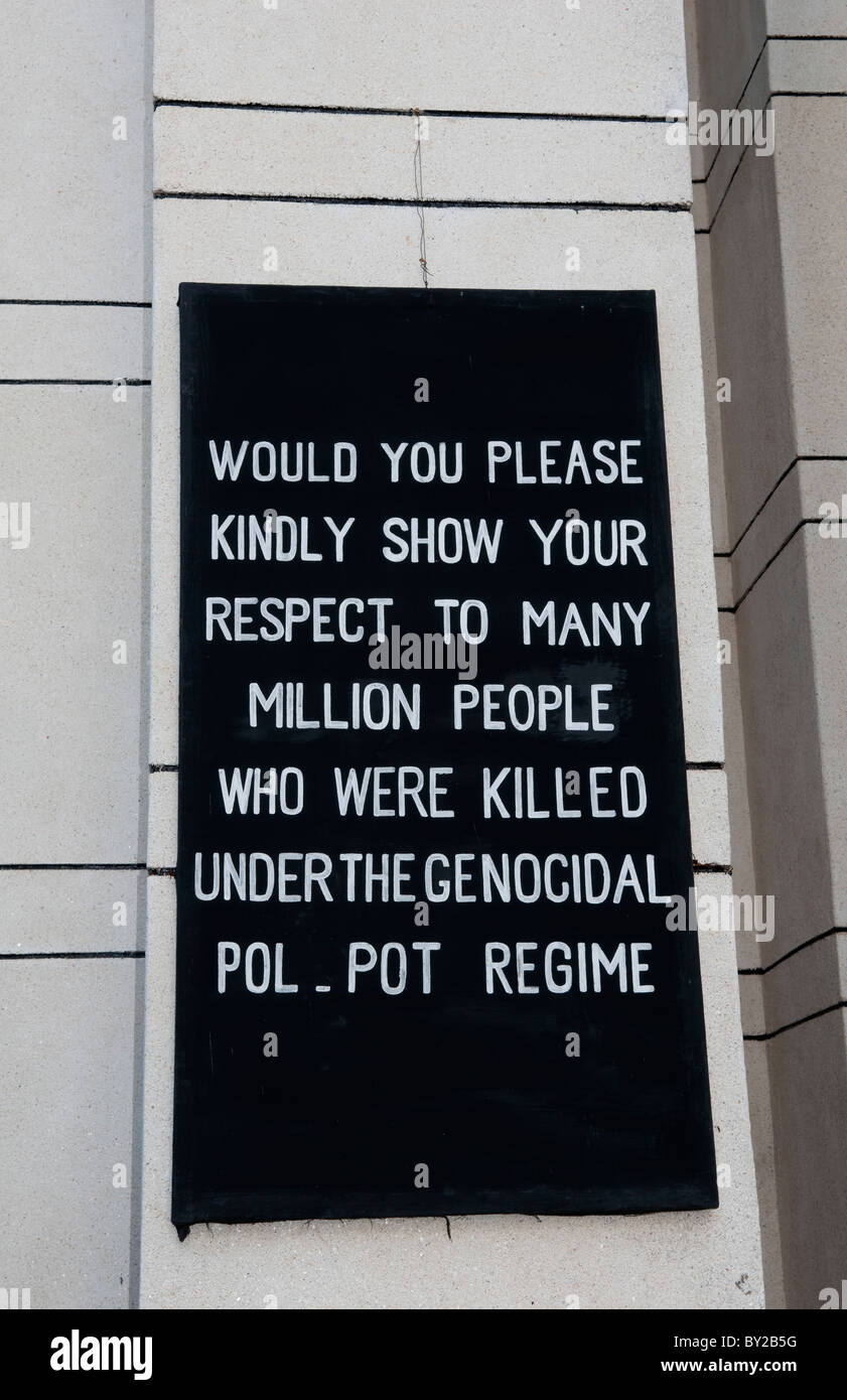 Killing Fields memorial sign for respect in Phnom Phen Cambodia Asia ...