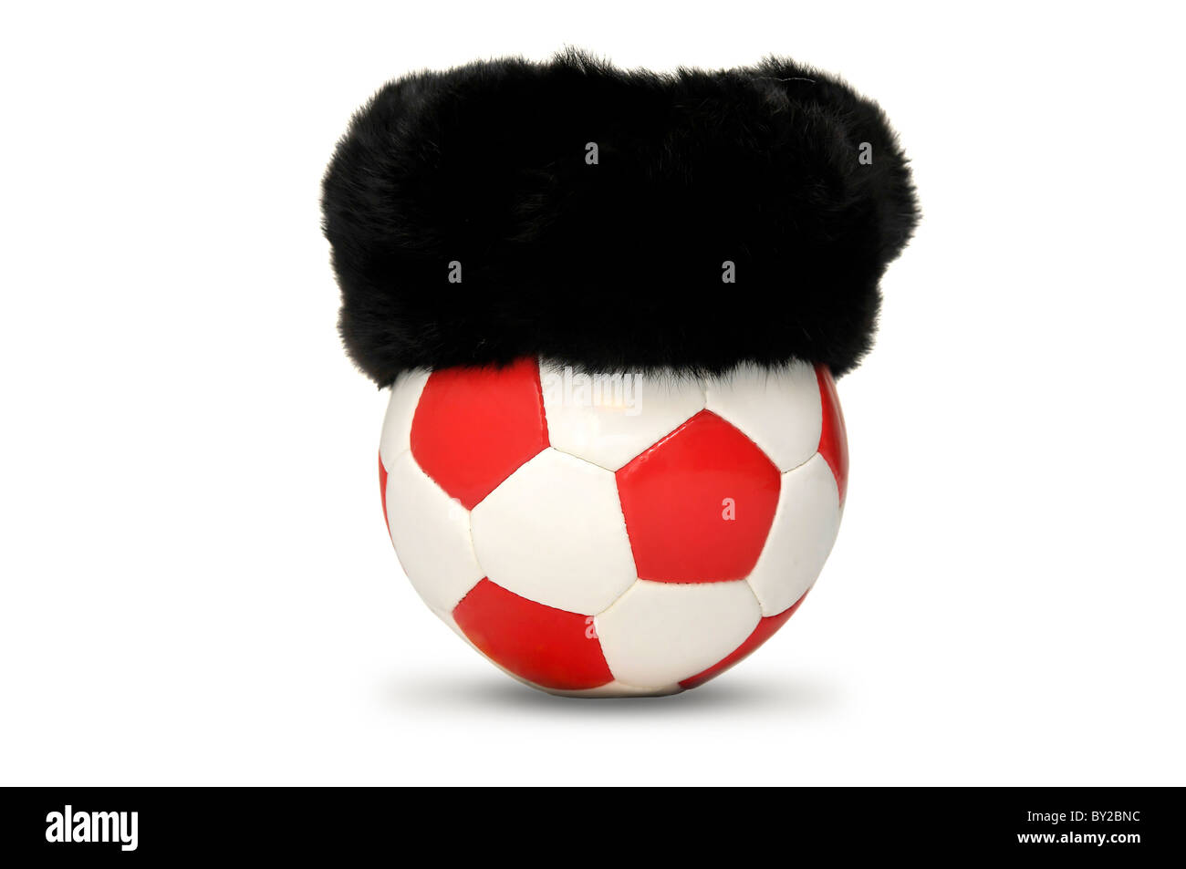 Soccer ball isolated with russian hat Stock Photo - Alamy