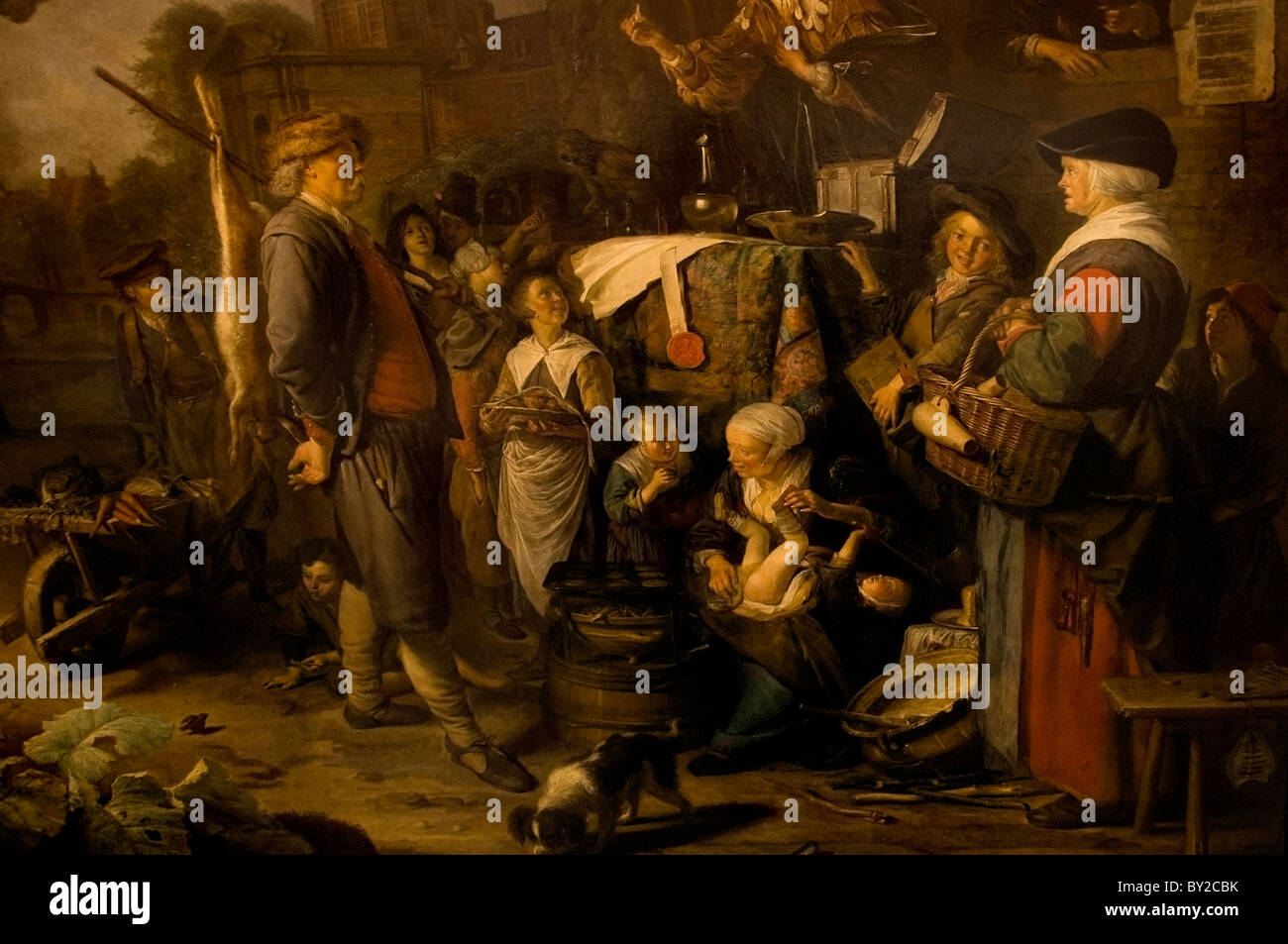 Gerard Dou Netherlands Dutch painter painting The Quack 1652 Stock ...