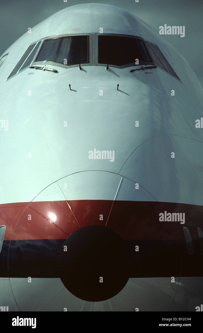 Nose of 747 airplane Stock Photo - Alamy