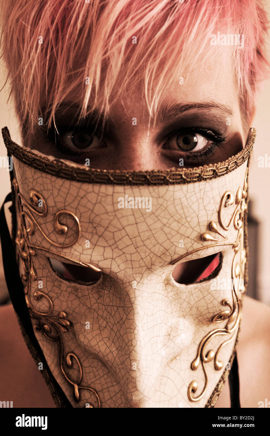 Girl With Mask Stock Photo - Alamy