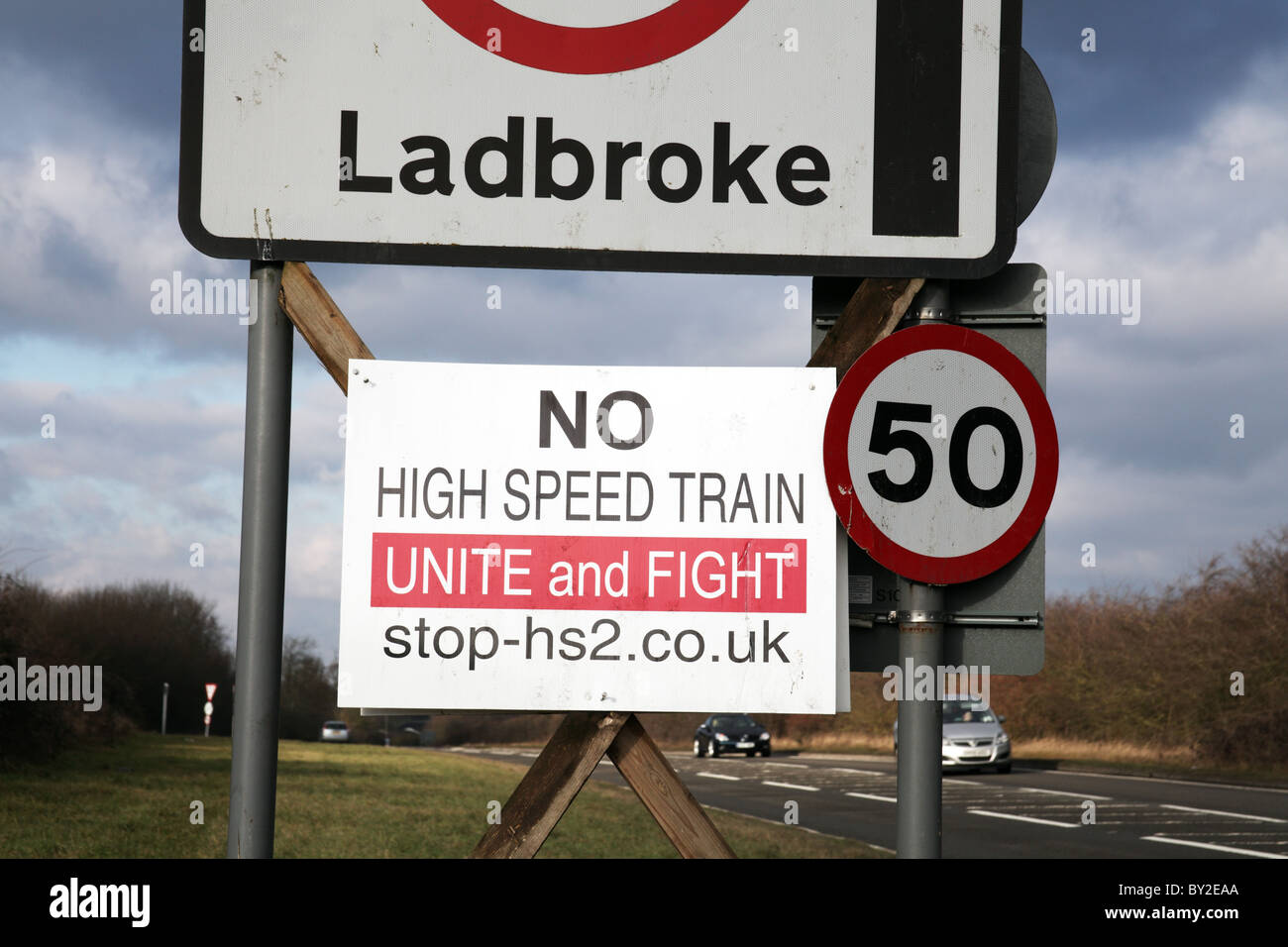 Protest Campaign Sign against Proposed High Speed Rail Link, Ladbroke ...