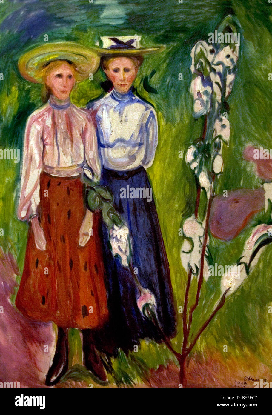 Edvard Munch Norway Norwegian Painter Painting Two Girls under an apple ...