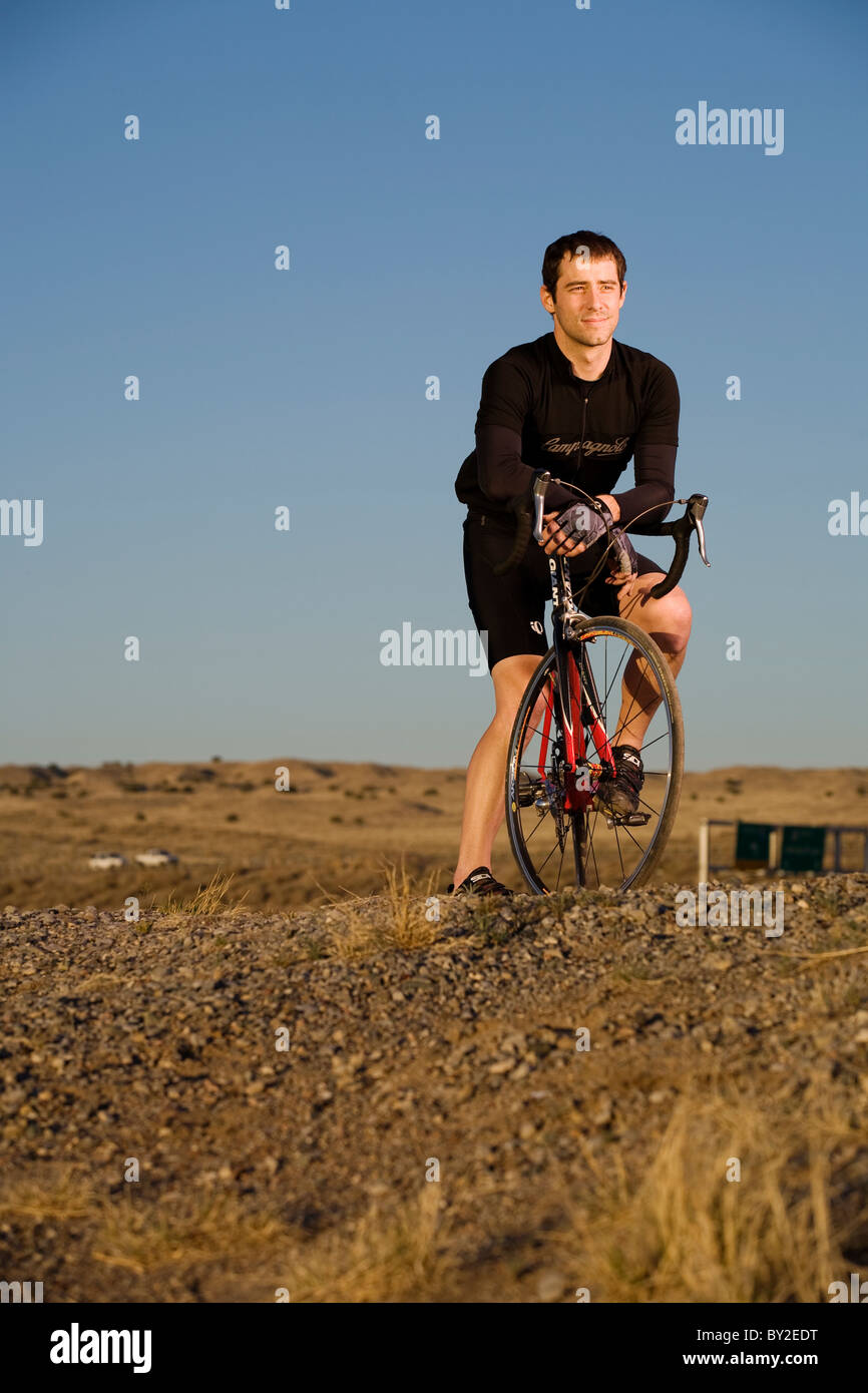 A man poses on his road bike in Albuquerque, New Mexico Stock Photo - Alamy