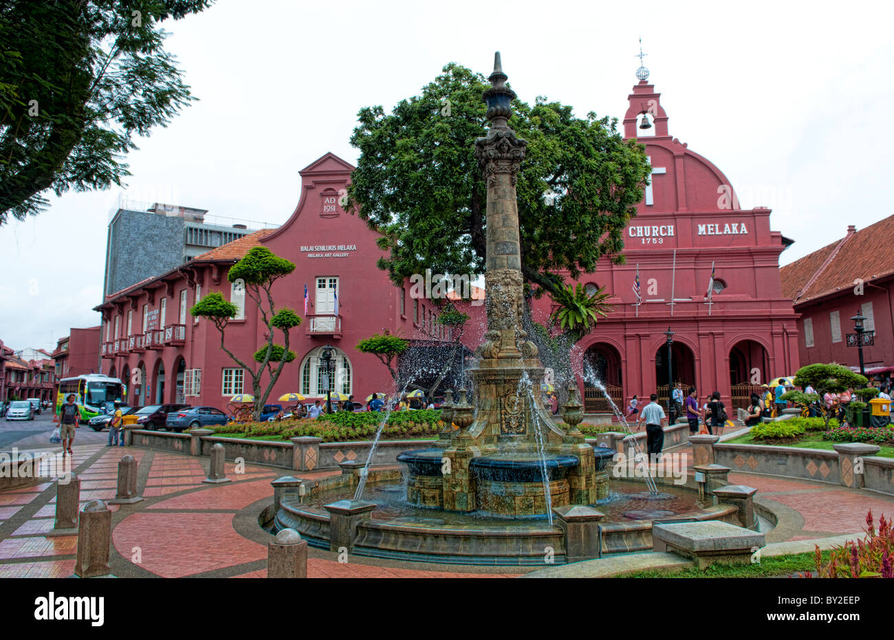Melaka Malaysia Hertiage City Fountain at Main Square downtown artists ...