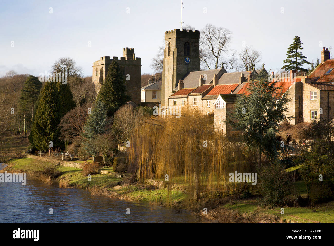 Marmion Tower and St Nicholas Church West Tanfield North Yorkshire ...