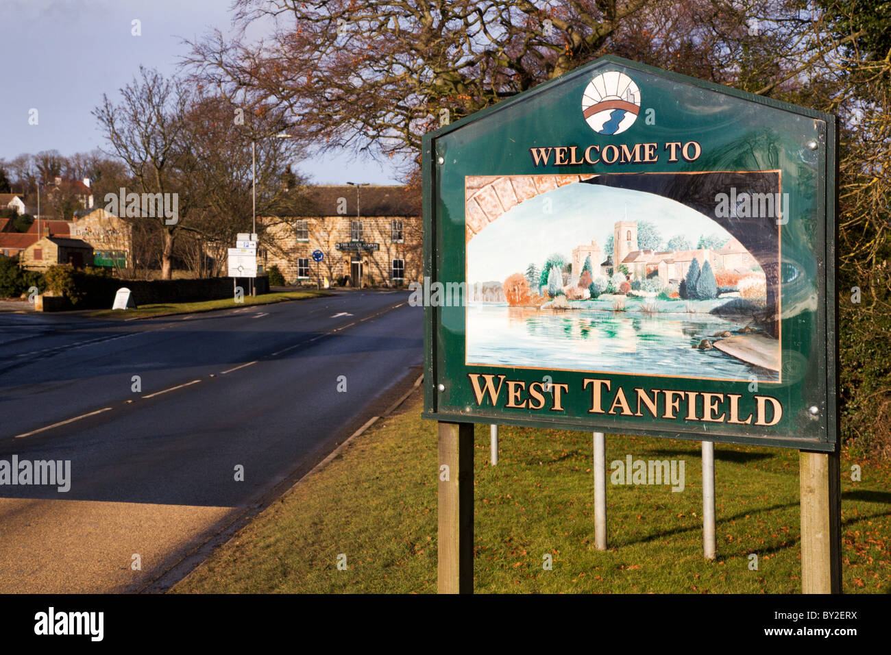 Welcome to West Tanfield Sign West Tanfield North Yorkshire England ...