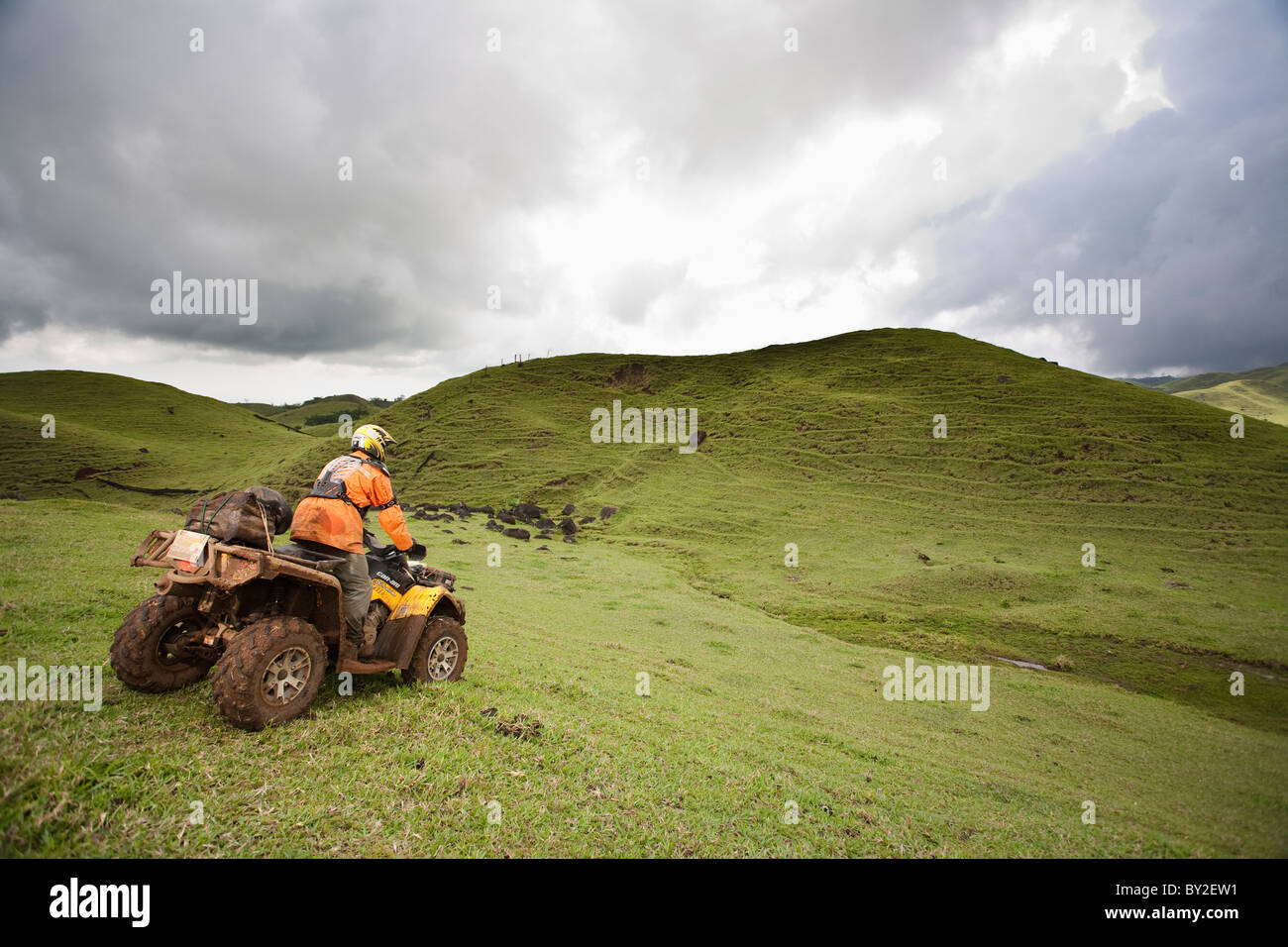 A man on his ATV in a hilly place in Veracruz, Mexico Stock Photo - Alamy