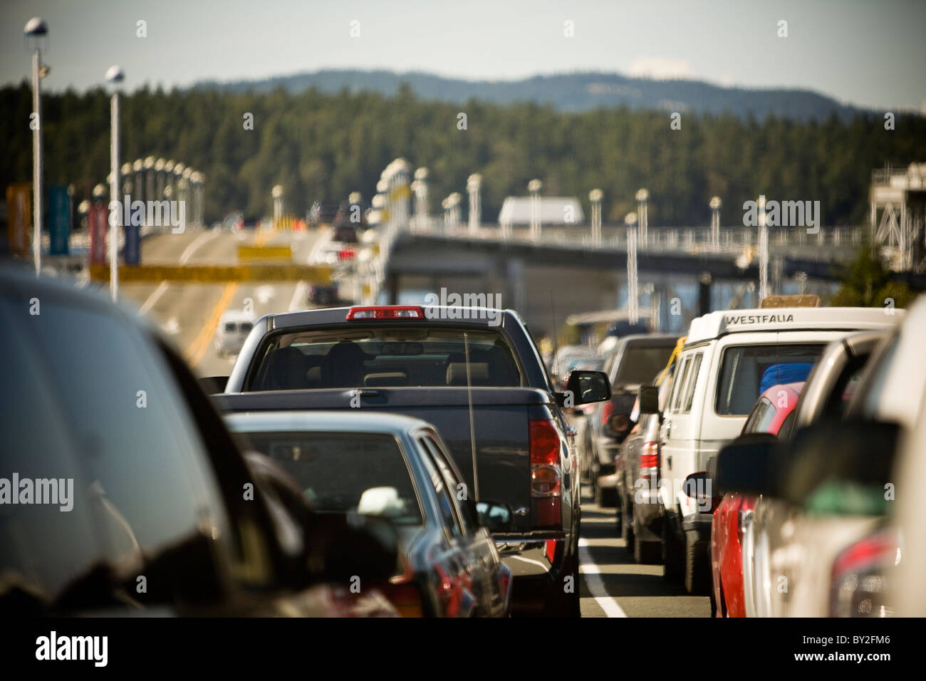 Ferry boat line traffic jam during Summer Stock Photo - Alamy