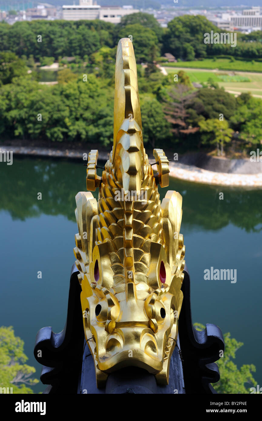 Okayama, Japan, shachihoko of Okayama castle Stock Photo - Alamy