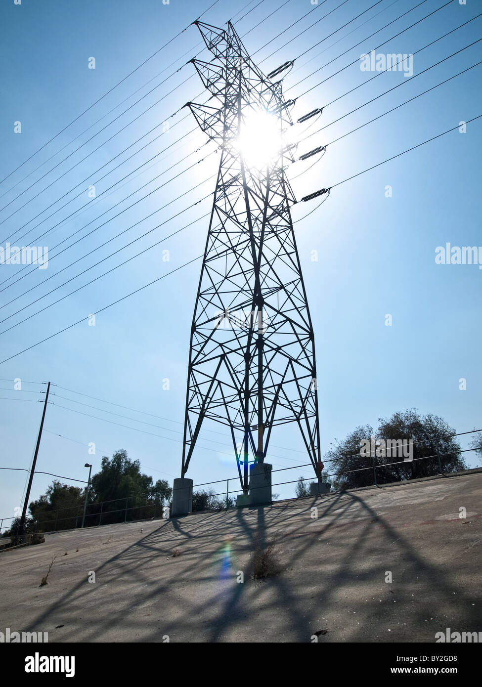 Electrical wires tower Stock Photo - Alamy