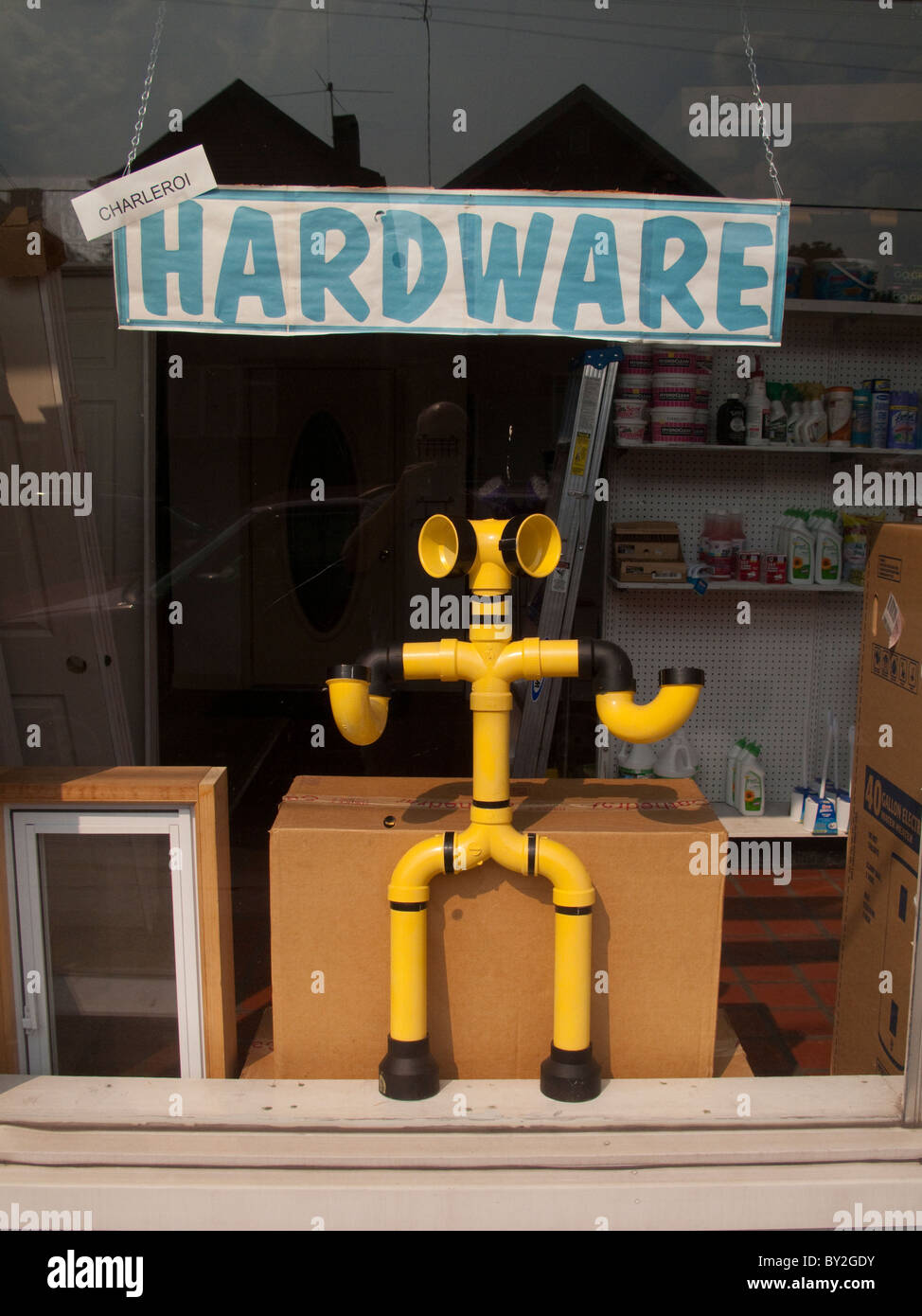 Plumbing pipe person sculpture Stock Photo - Alamy