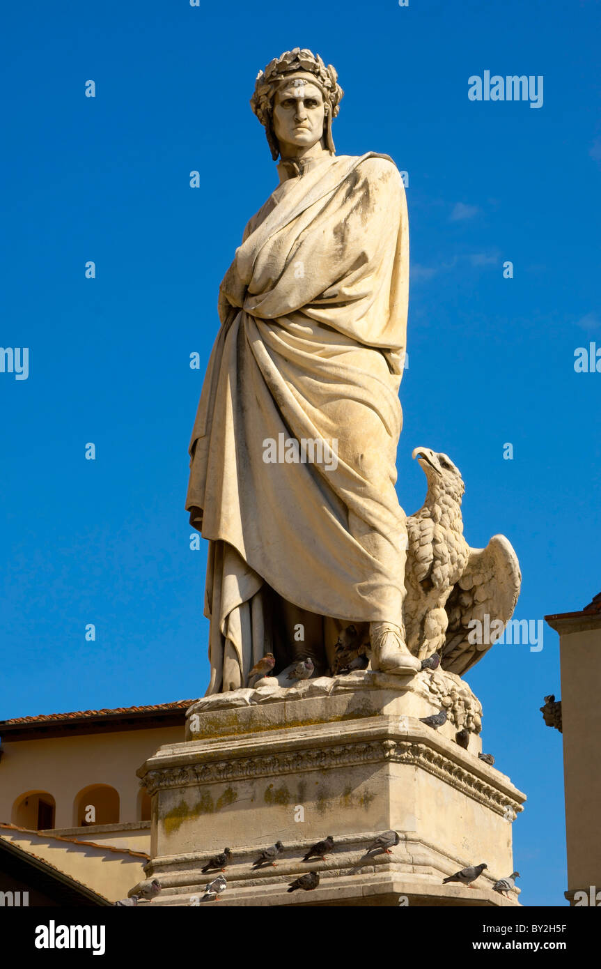 Statue Of Dante - Basilica Santa Croce - Florence Italy Stock Photo - Alamy
