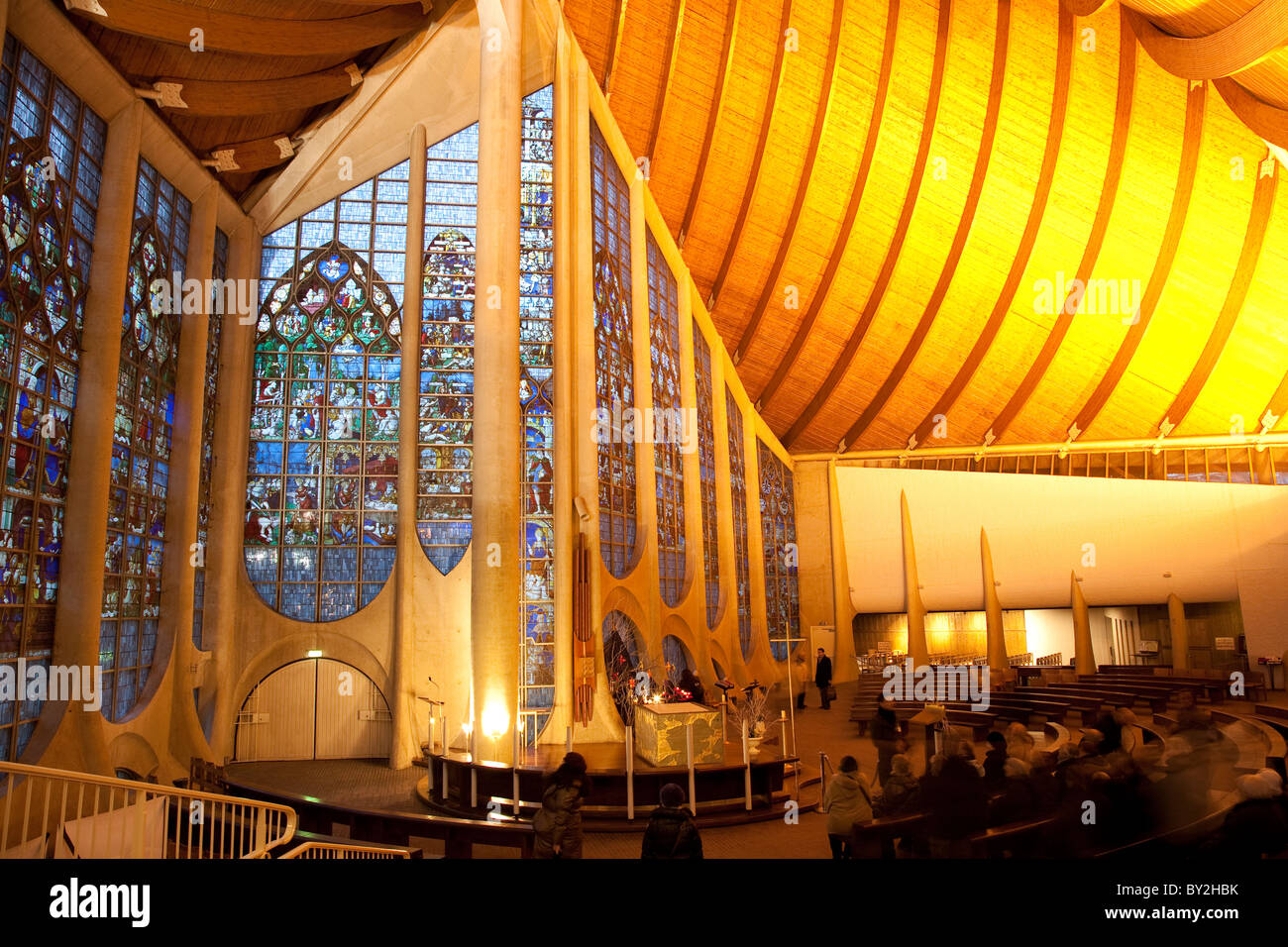 Illuminated Interior of Joan of Arc Church in Rouen, Normandy, France ...