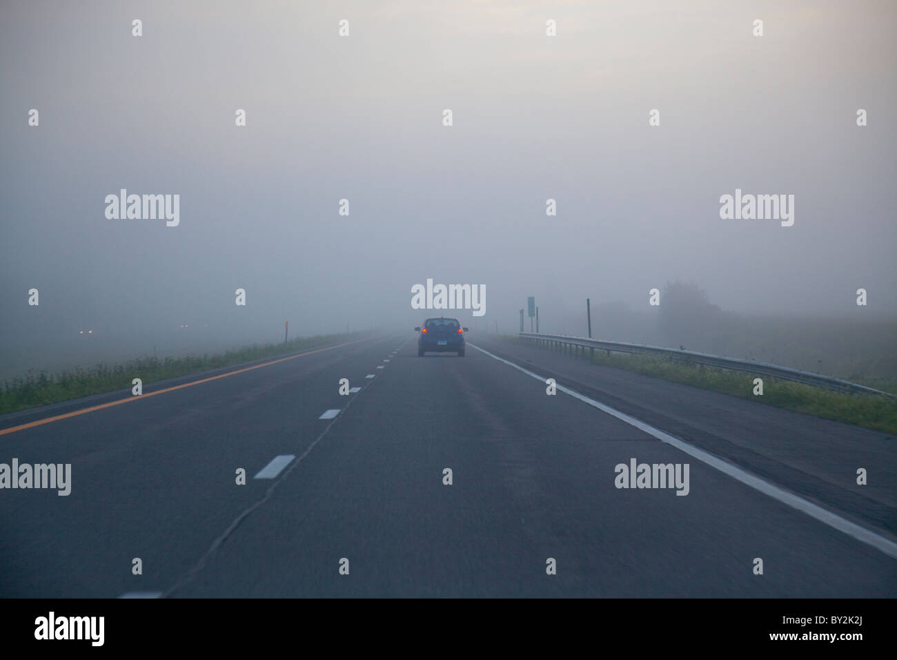 empty highway in fog Stock Photo - Alamy