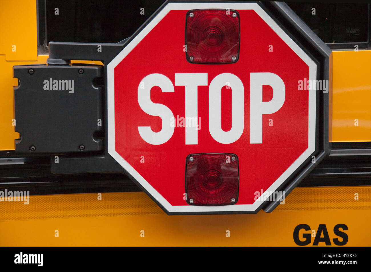 Stop sign on school bus Stock Photo - Alamy