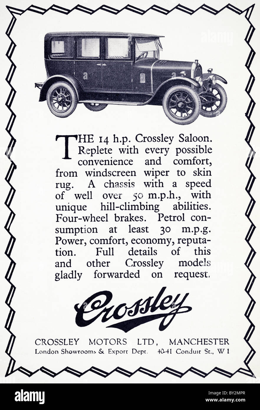 Original advert for Crossley Motors Ltd 14 h.p. car manufactued from ...