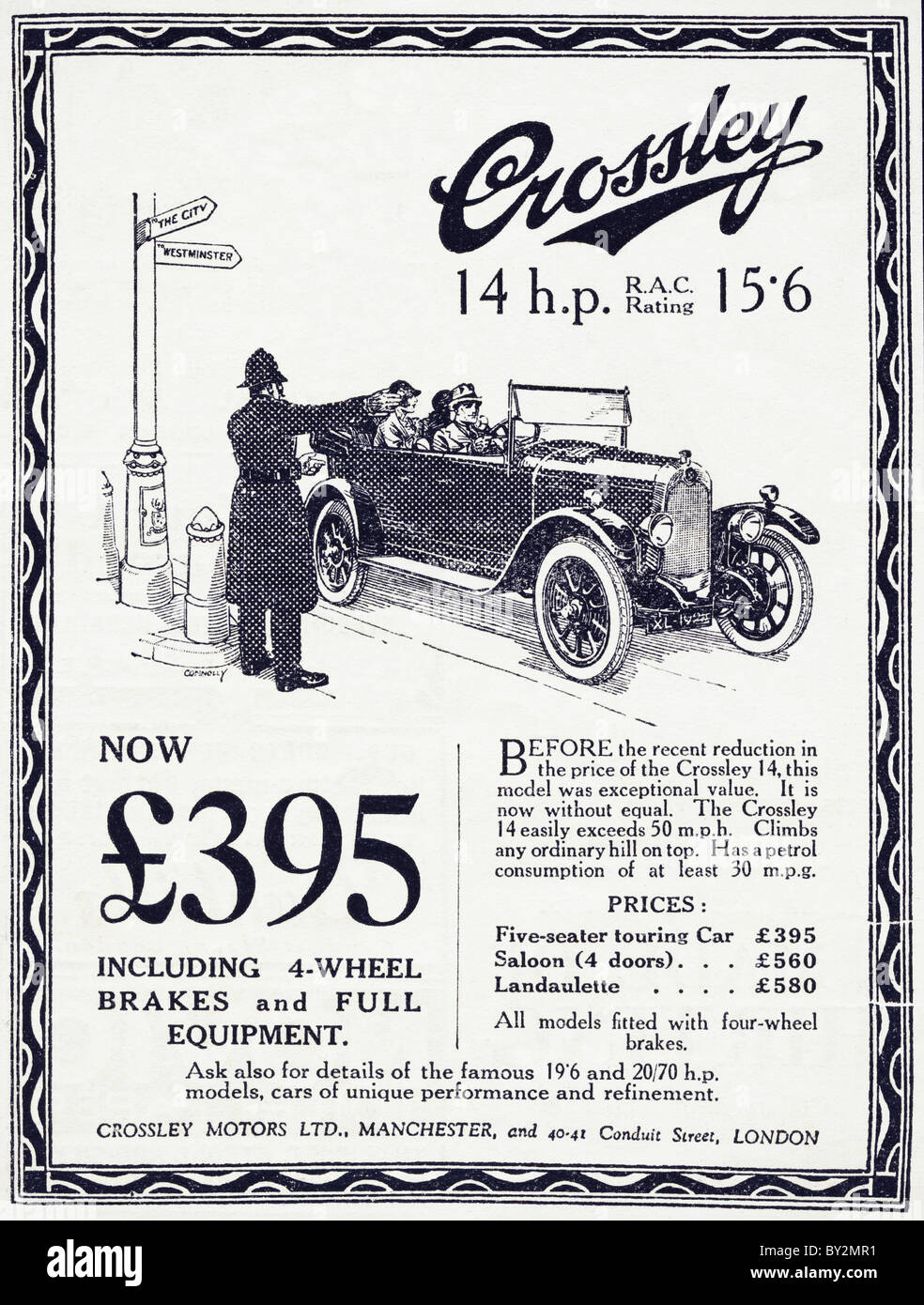 Original advert for Crossley Motors Ltd 14 h.p. car manufactued from ...