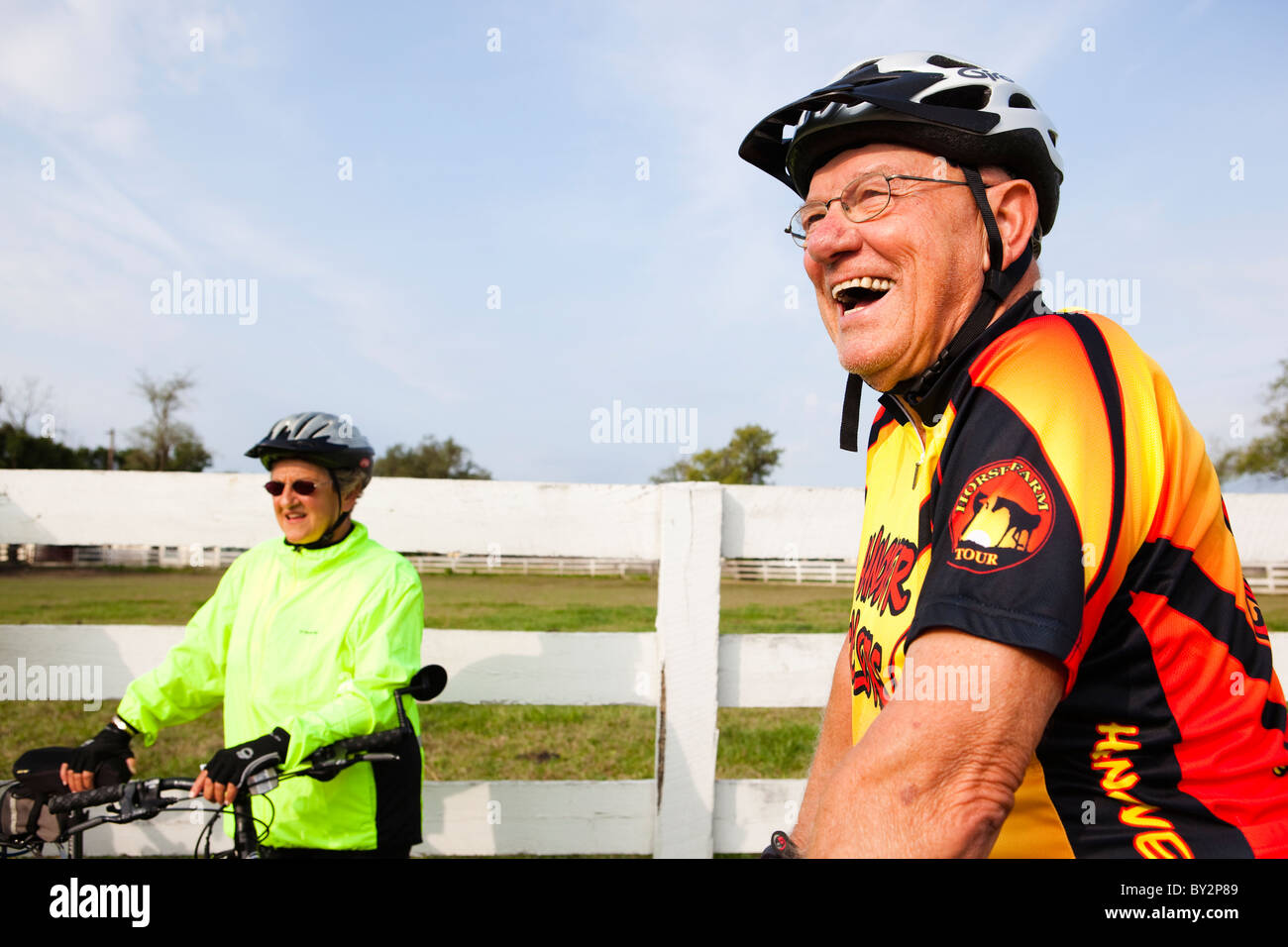 Retirees cycling hi-res stock photography and images - Alamy