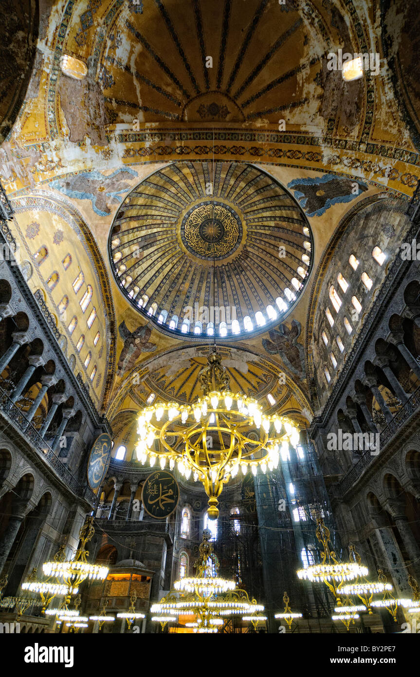 Hagia Sophia Dome Interior Istanbul Turkey // ISTANBUL, Turkey — The vast main hall of the Hagia ...