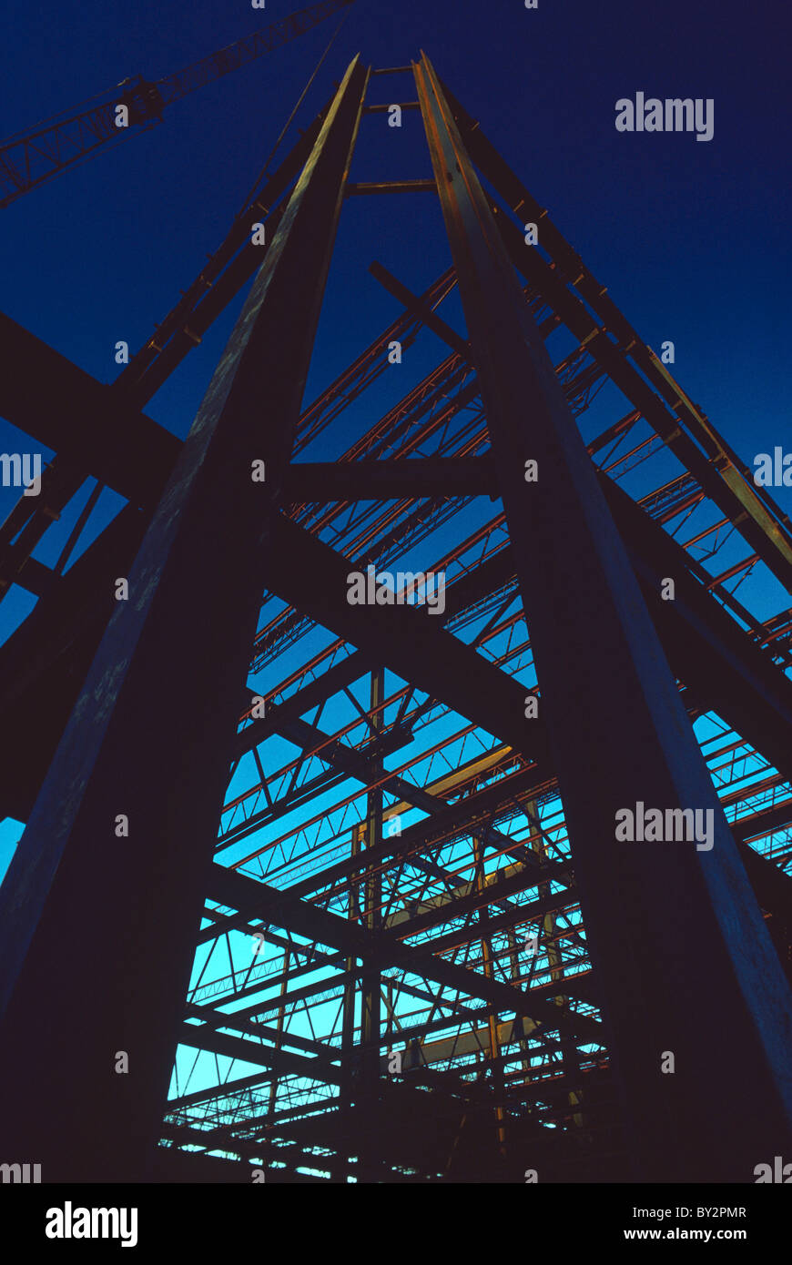 Steel frame of commercial building under construction in the USA Stock ...