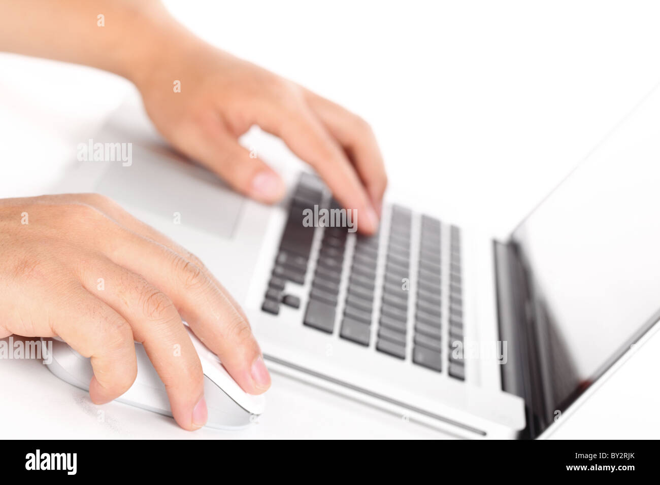 Closeup of fingers on computer mouse Stock Photo - Alamy