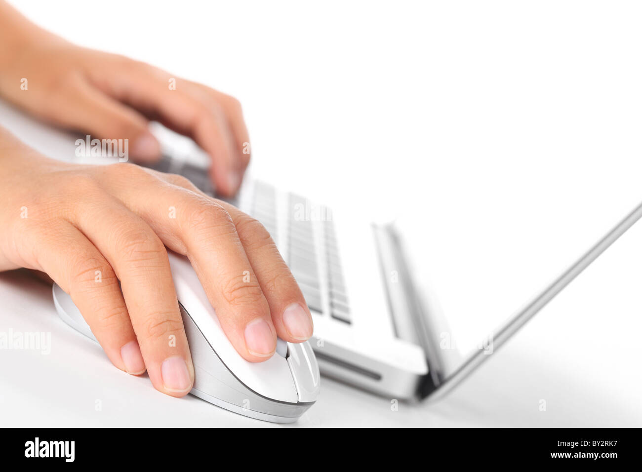 Closeup of fingers on computer mouse Stock Photo - Alamy