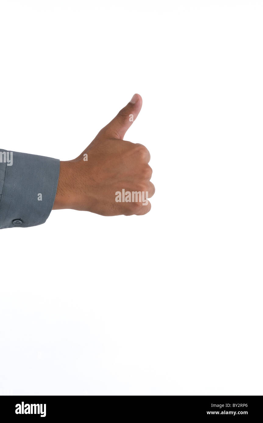 Close-up of a hand showing a thumbs up gesture Stock Photo - Alamy