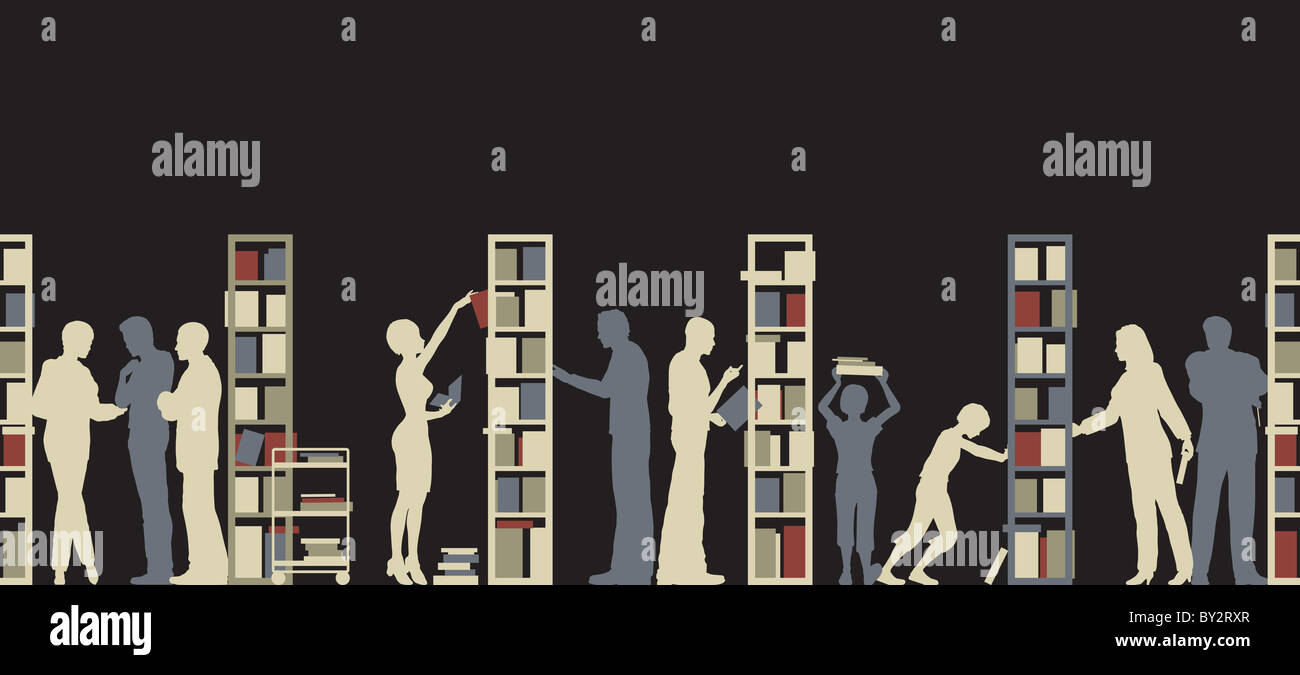 Library interior bookshelves Cut Out Stock Images & Pictures - Alamy