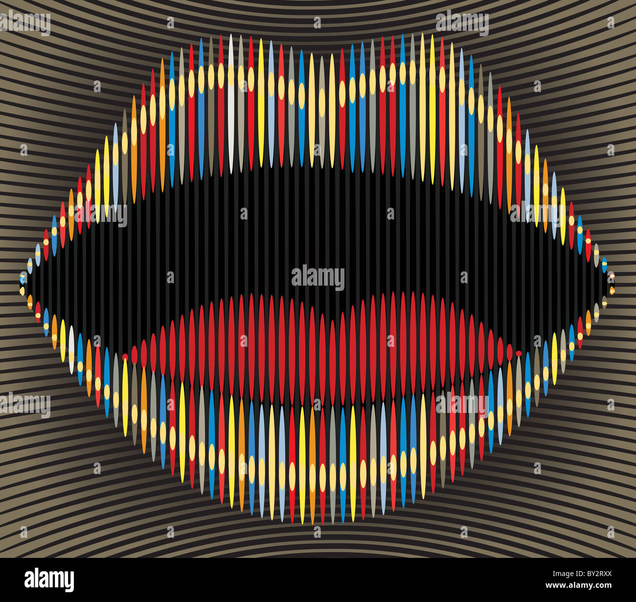 Illustration of lips made of colorful stripes Stock Photo - Alamy