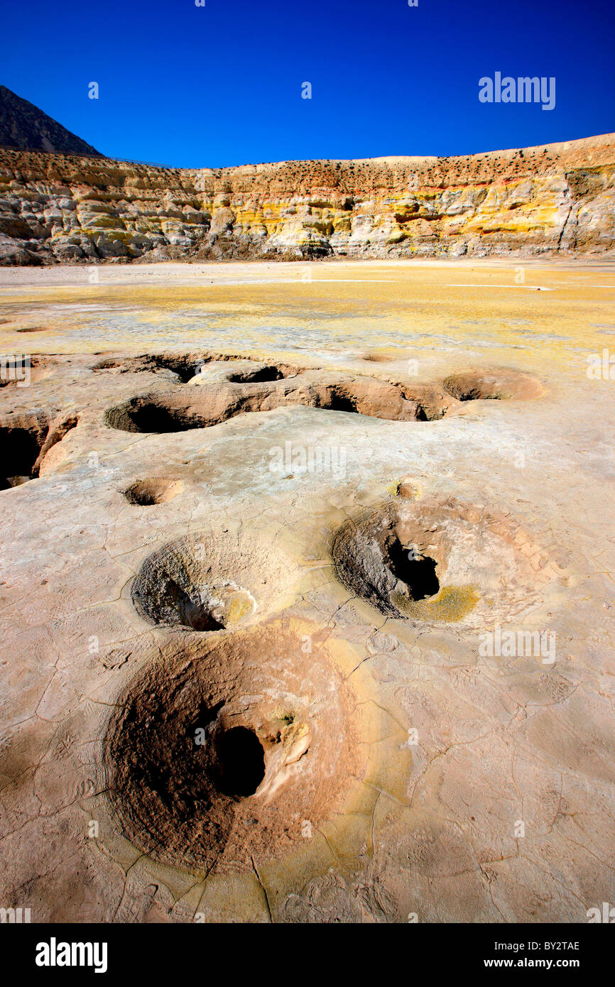 In the heart of Stefanos crater, in the volcano of Nisyros island ...