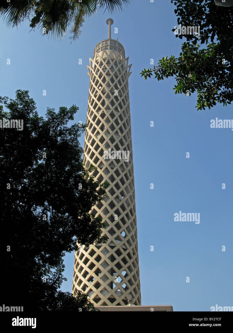 Cairo Tower framed by trees Stock Photo - Alamy