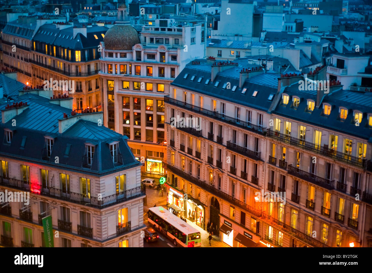 Paris, France, Cityscape, From High Angle, Outside, Dusk, "Boulevard ...