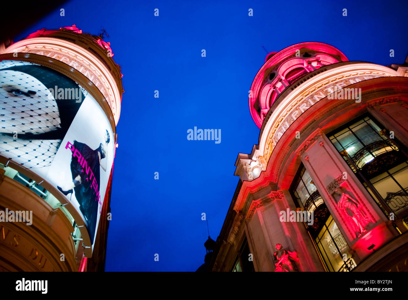 Paris, France, Shopping, Printemps Department Store, Outside, Dusk ...