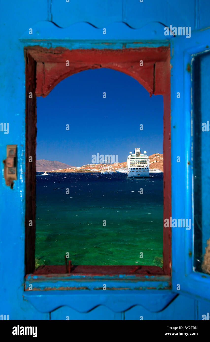 A view through the window from one of the old houses right by the sea ...