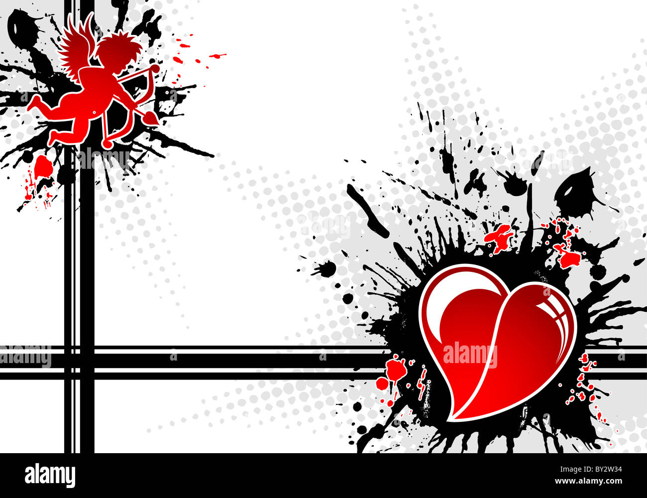 Grunge Valentines day theme with heart and Cupid, element for design ...