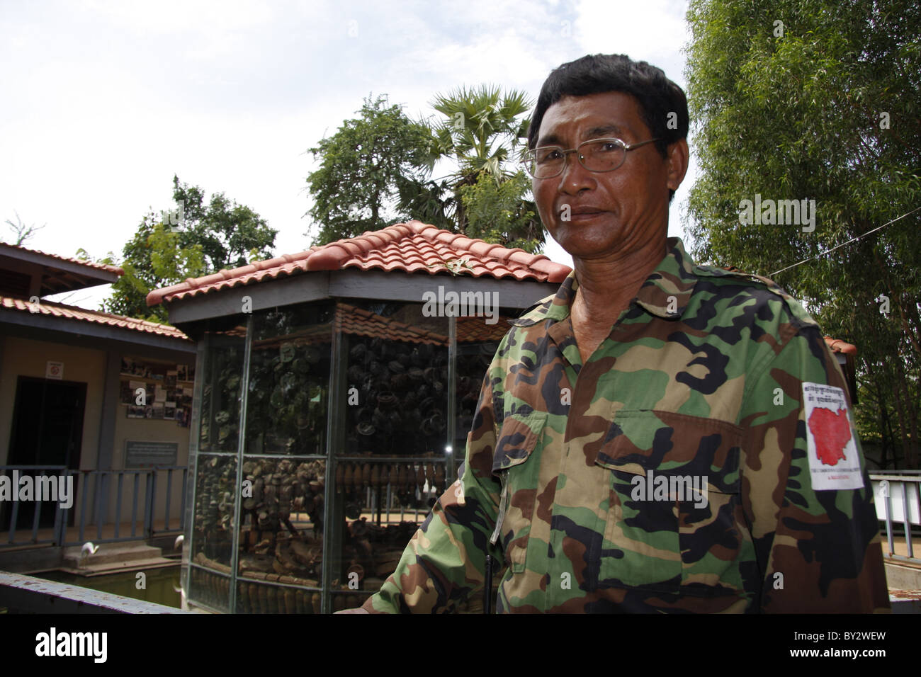Staff at the Cambodian Land Mine Museum near Siem Reap, hosts an ...