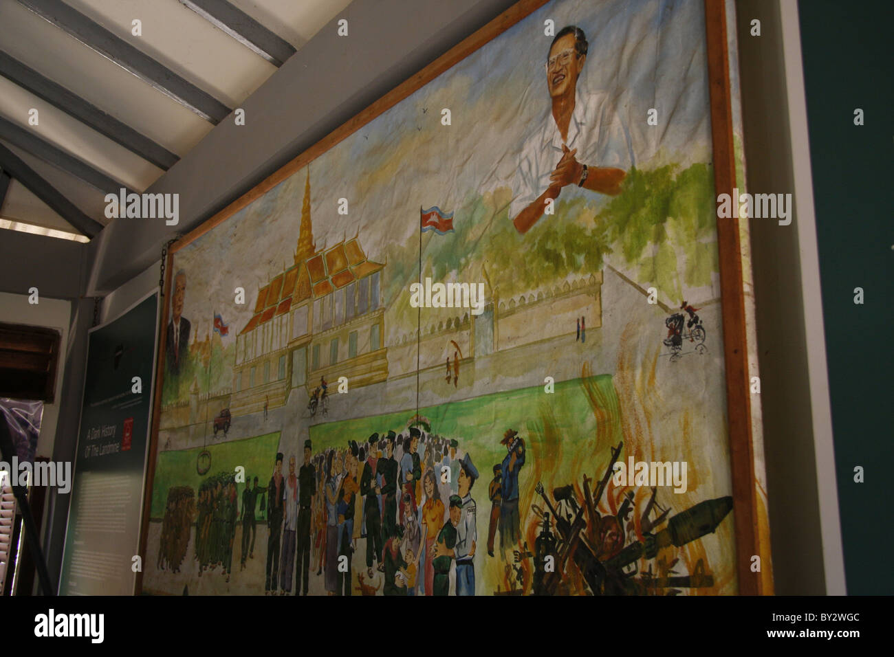 Poster crediting Hun Sen´s CPP for peace in Cambodia, at the Cambodian ...